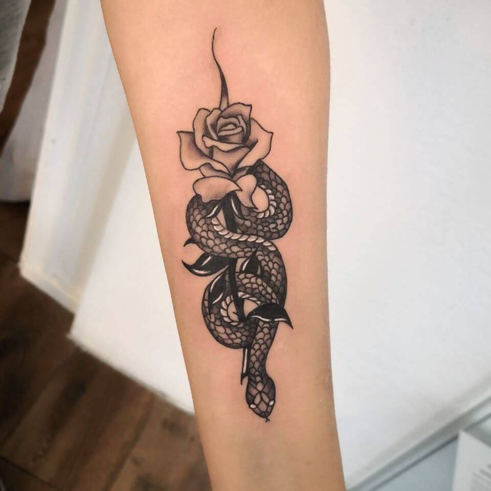 20 Snake And Rose Tattoo Designs & Ideas For Tattoo Lovers
