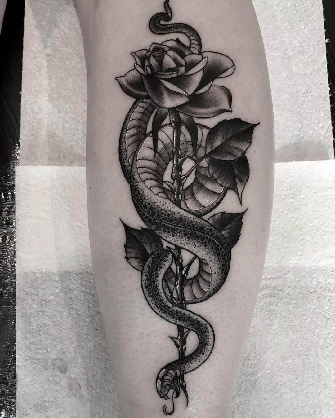 20 Snake And Rose Tattoo Designs & Ideas For Tattoo Lovers