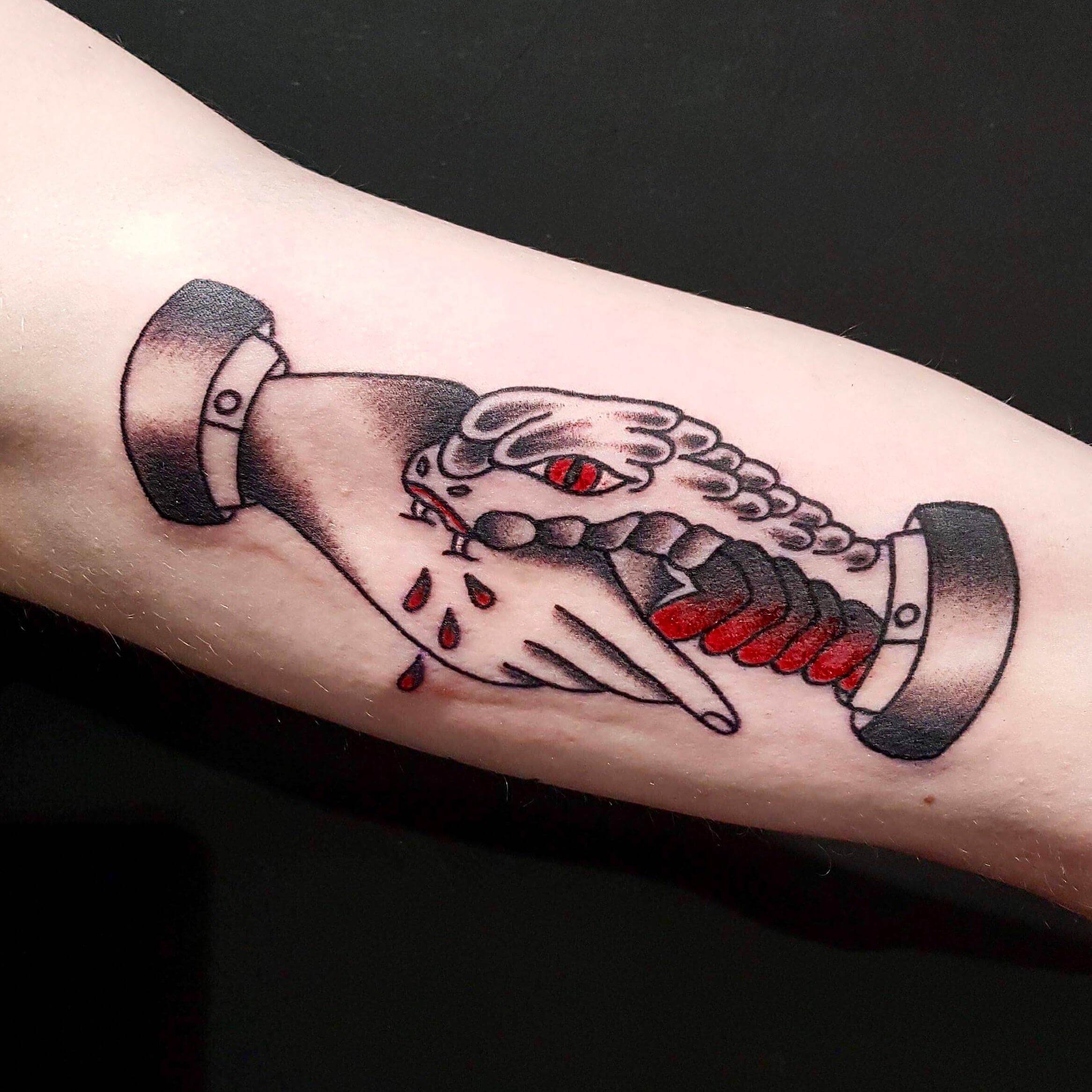 15+ Handshake Tattoo Designs: The Hand That Bites Tattoo - PetPress