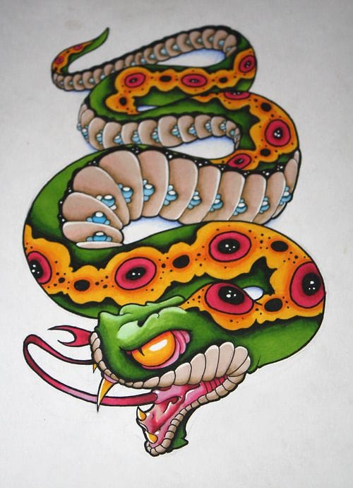 20 Neo Traditional Snake Tattoo Designs - PetPress