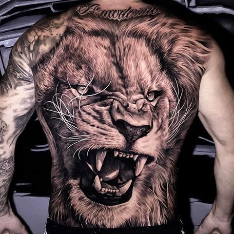 15+ Realistic Lion Back Tattoo Designs and Ideas - PetPress