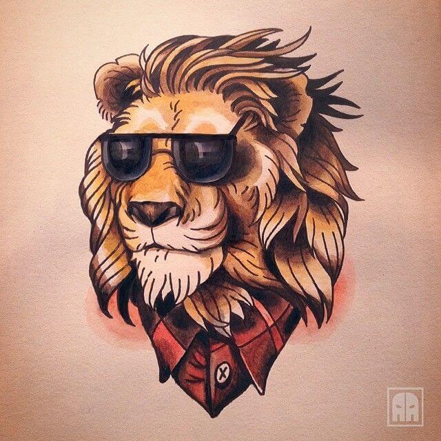 12+ Old School Lion Tattoo Designs - PetPress