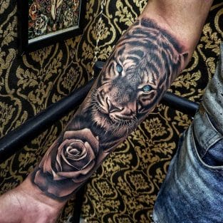 15+ Best Tiger and Rose Tattoo Designs - PetPress